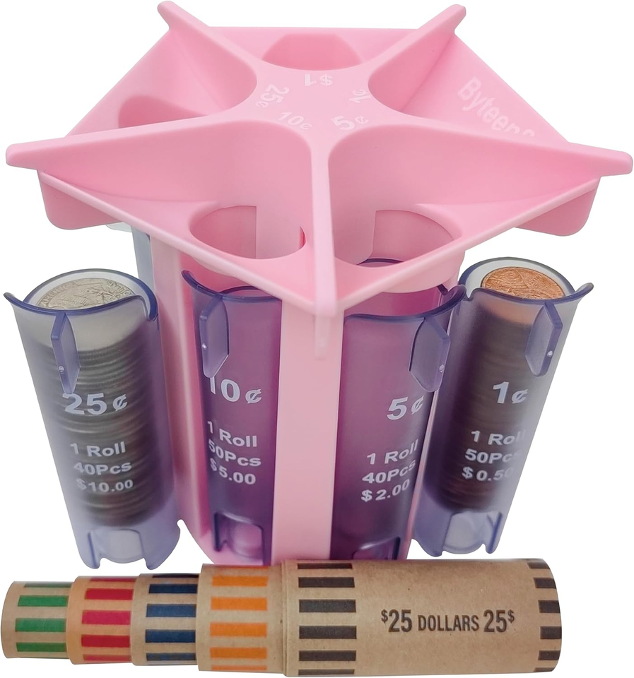 Coin Roller Coin Counter Tube Coin Sorter with Coin Wrappers, Change ...