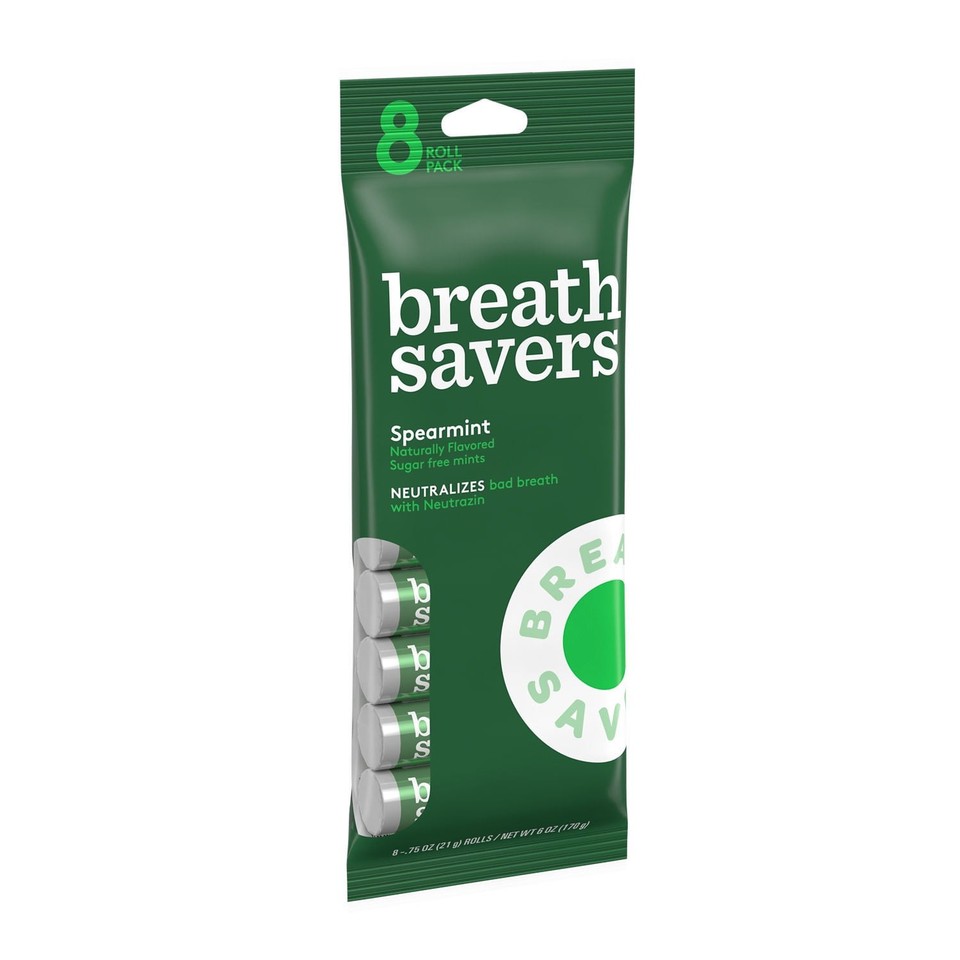 Breath Savers Spearmint Flavored Sugar Free Breath Mints, Rolls 0.75 oz ...