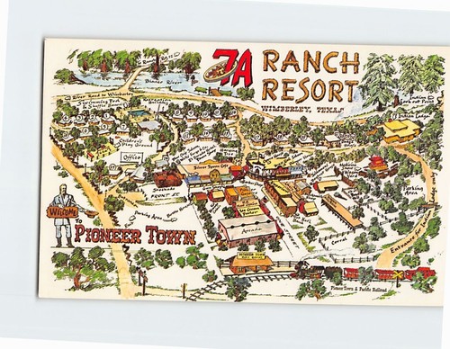 Postcard Artist Birds-Eye View of 7A Ranch Resort and Pioneer Town ...