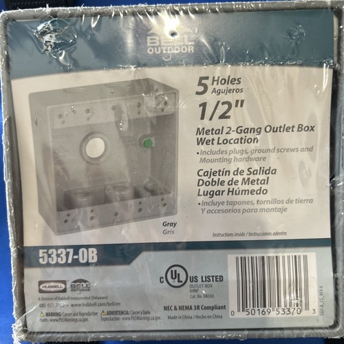 Bell 2-Gang Weatherproof Box, Five 1/2 in. Threaded Outlets, Gray | eBay