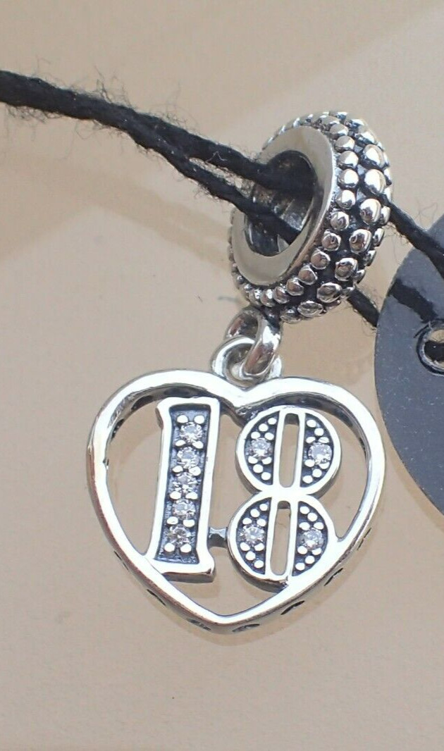 Authentic Pandora 18TH CELEBRATION CHARM 797262cz Birthday, GIFT POUCH