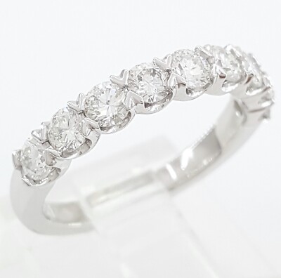 Half Circle Round Diamond Wedding Band 1 ct Platinum 3.2 mm | eBay
