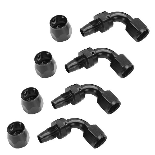 4PCs 6AN AN6 -6AN 90 Degree BLACK SWIVEL FUEL OIL HOSE END FITTINGS ...