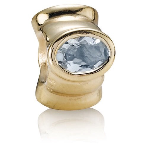 Rare Authentic Pandora Retired 14K Gold Large Aquamar… - Gem