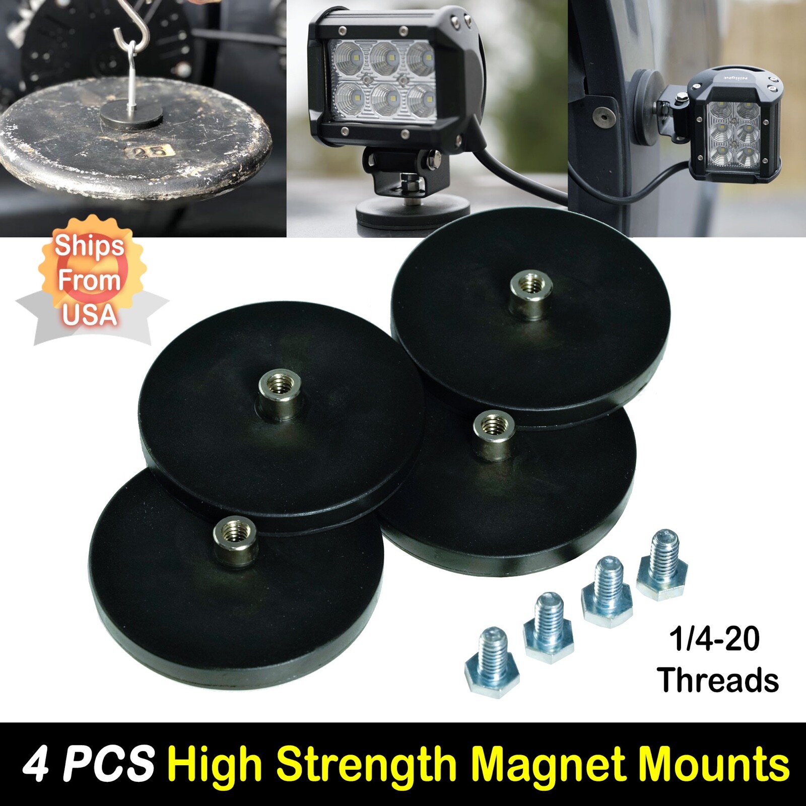 4x SUPER DUTY Magnetic Base Mount Magnet Bracket Offroad 4WD LED Work ...
