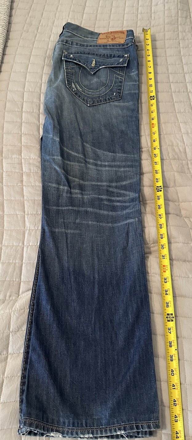 True Religion Men's Size 38x32.5 Blue Jeans Straight Leg RN# 112790 CA ...