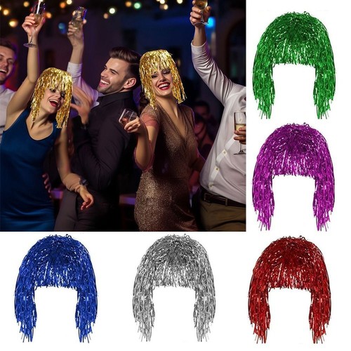 Metal Party Wigs Hair Shiny Costume Decor Wigs Hair Cosplay Dance ...