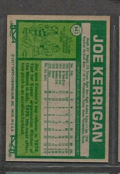 1977 Topps #341 Joe Kerrigan Montreal Expos Baseball Signed Autograph ...