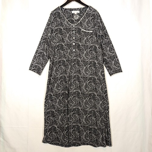 Eileen West Women's S Long FLEECE Thermal Nightgown Black Paisley ...