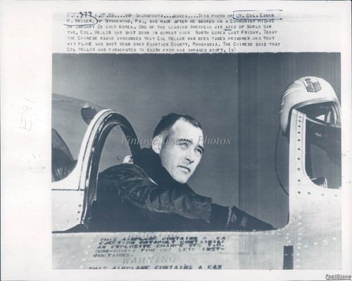 1953 Colonel Edwin Heller Korea Airplane Aces Combat Kwantien Wire ...