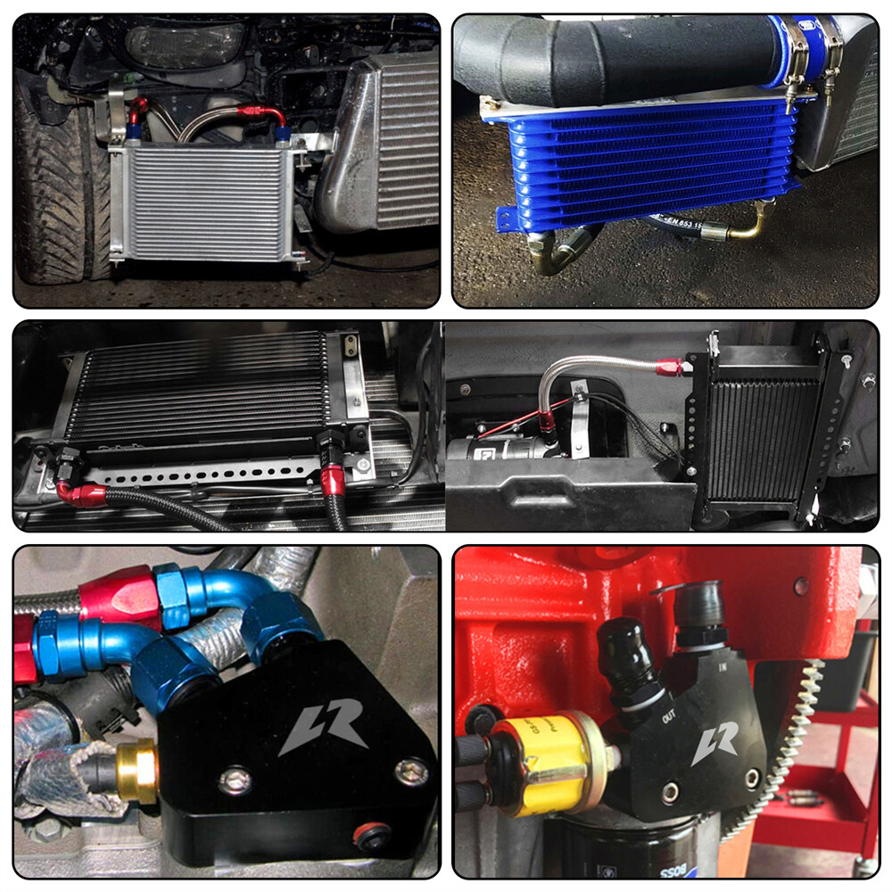 10 Row Engine Oil Cooler Kit+Sandwich Plate adapter For LS1 LS2 LS3 ...