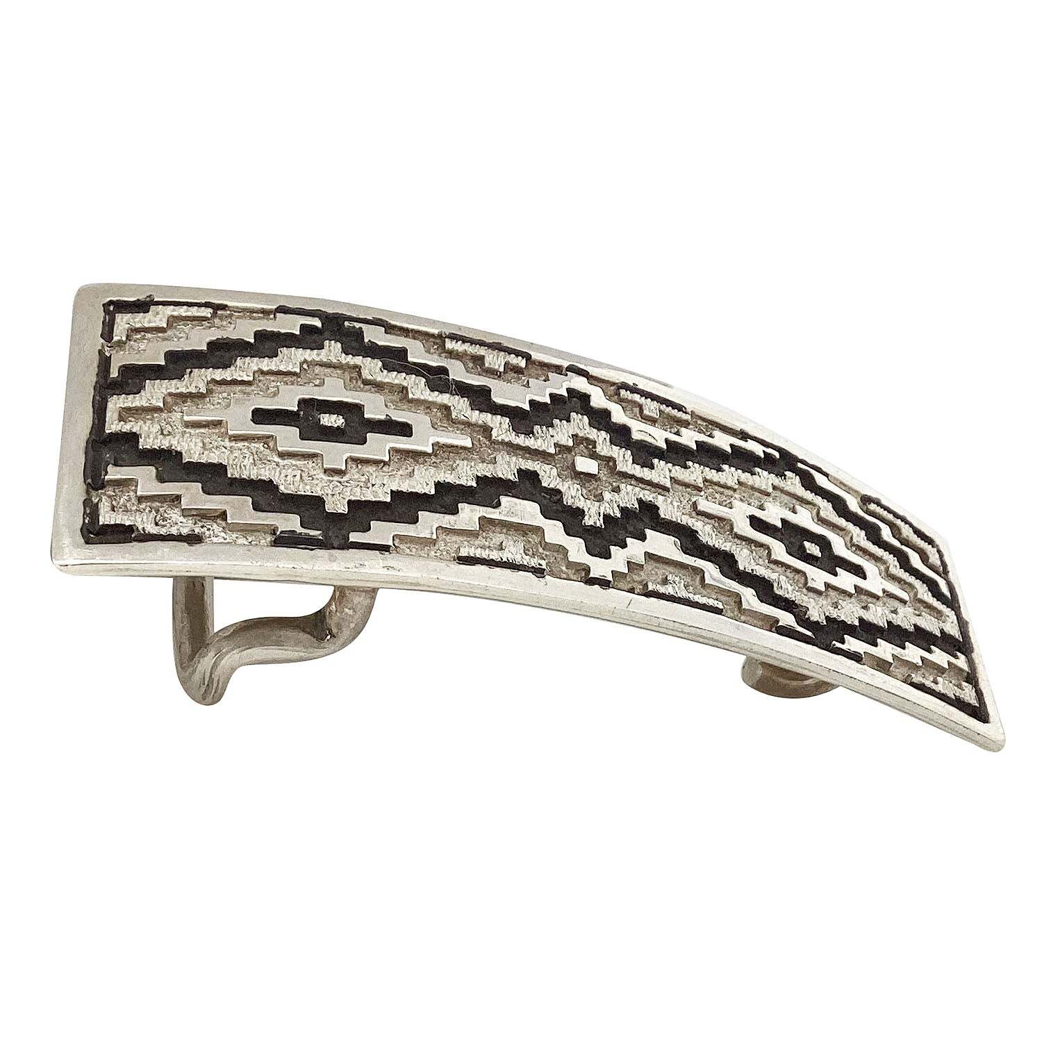 Dan Jackson, Belt Buckle, Rug Design, Silver, Overlay, Navajo Handmade ...