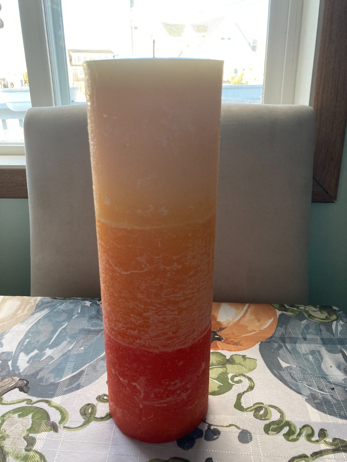 DW HOME LARGE TRI-COLORED ORANGE UNSCENTED PILLAR CANDLE - NEW *** | eBay