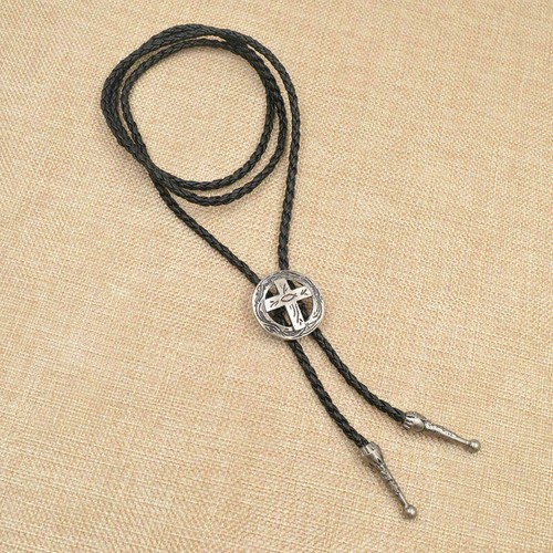 Western Cowboy Bolo Tie Black Stone Obsidian Rodeo Dance Necktie ...