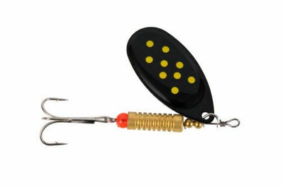 PACK OF x 2 SHAKESPEARE DEVILS OWN SPINNERS BLACK / YELLOW BLADE *3 x ...
