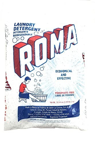 Roma Powder Laundry Detergent 4.4 LB (2 Kg)Bag Biodegradable and ...