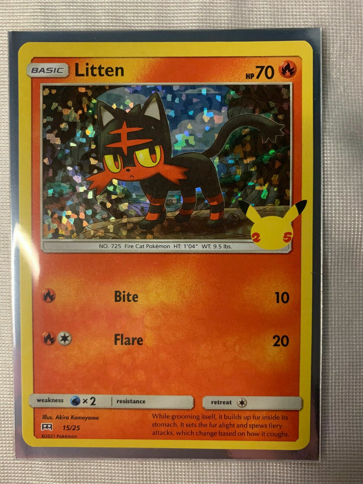 1x Pokemon Litten 15/25 HOLO 25th Anniversary Mcdonalds Promo 2021 Card ...