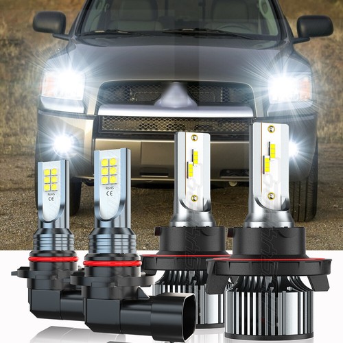 For 2006-2009 Mitsubishi Raider White LED Headlights + Fog Bulbs ...