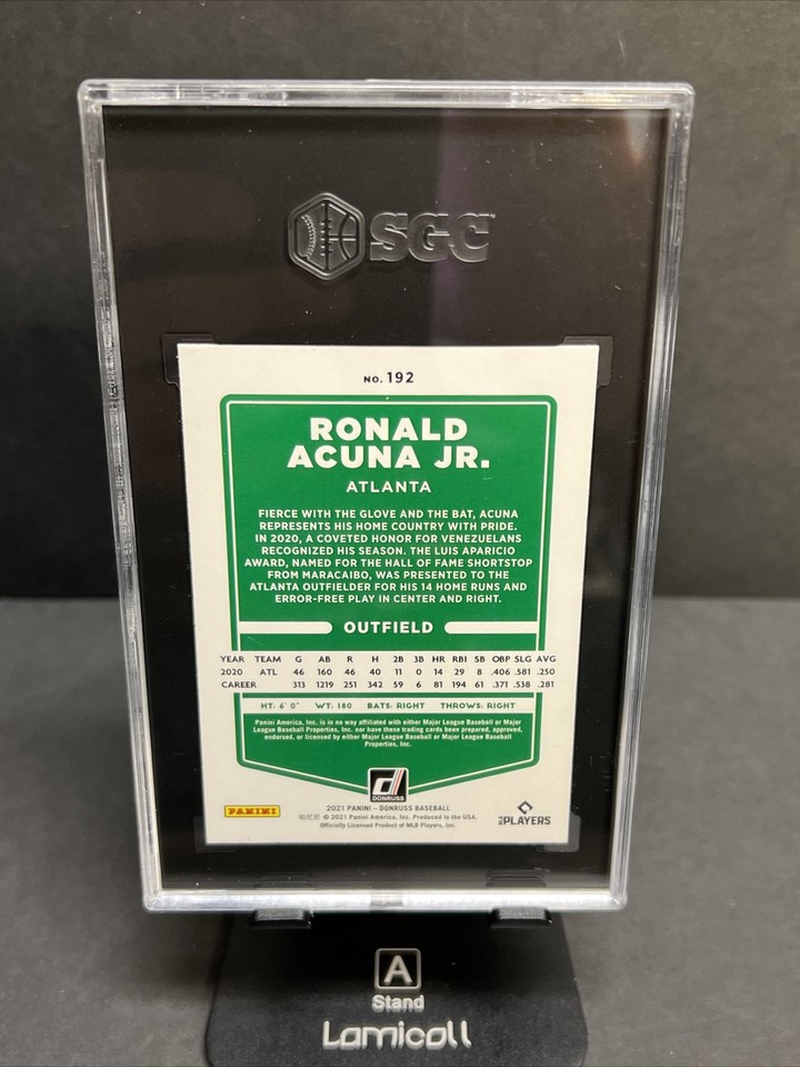 2021 Ronald Acuna Jr Panini Donruss Holo Red #192 SGC 10 GEM MINT! | eBay