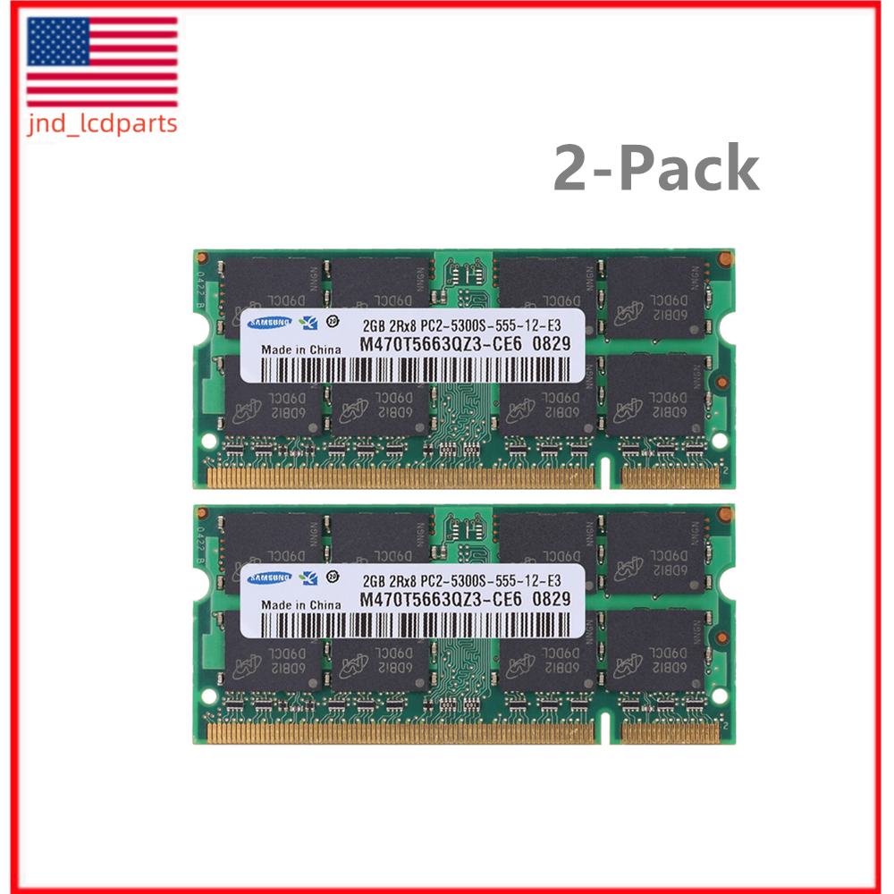 2x2GB For Samsung 2RX8 PC2-5300S DDR2-667MHz 200pin SODIMM Laptop ...