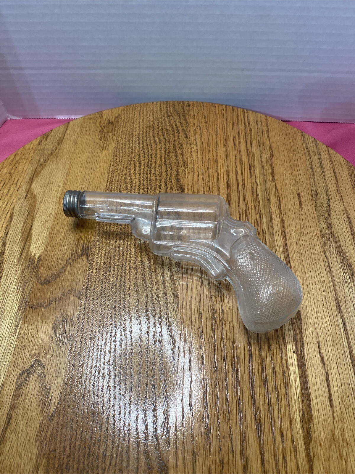 Vtg Glass Revolver With Grip Gun Candy Container Original Tin Cap ...