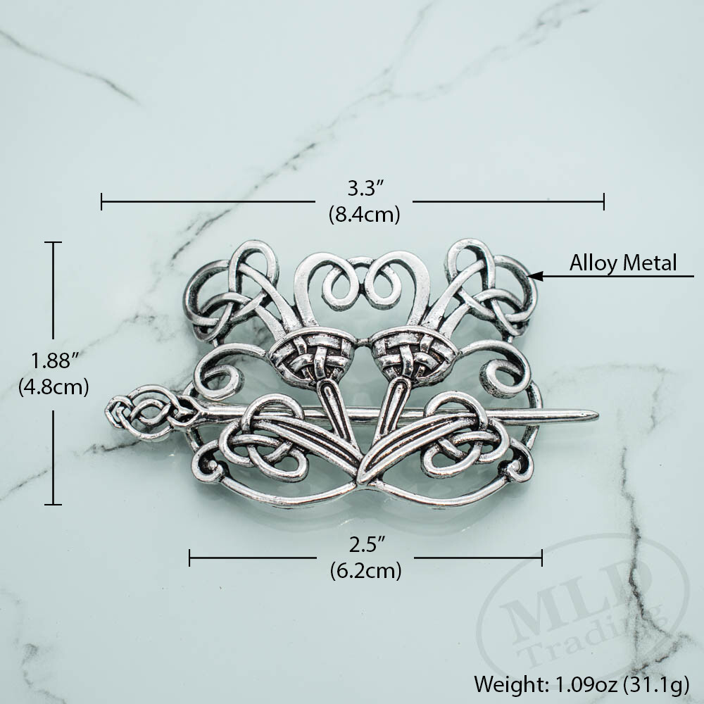 Celtic Thistle Hair Stick Barrette – Metal Hairpin Clip for Updos ...