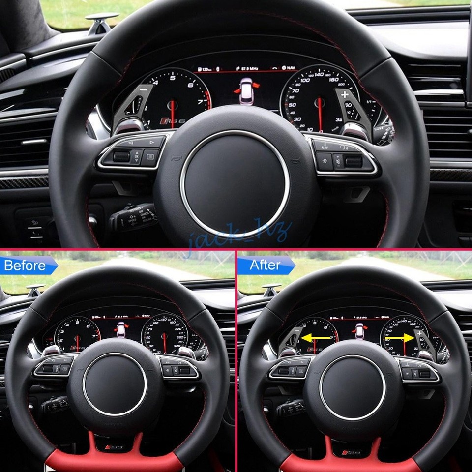 For Audi RS3 RS4 RS5 RS6 RS7 Steering Wheel Gear Shift Paddle Trims ...