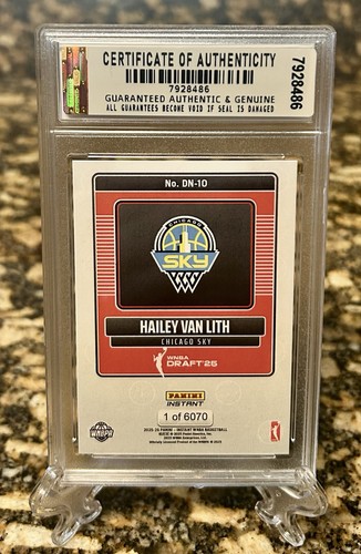 HAILEY VAN LITH 2025 PANINI DRAFT NIGHT GRADED GEM-MT 10 ROOKIE #10 ...