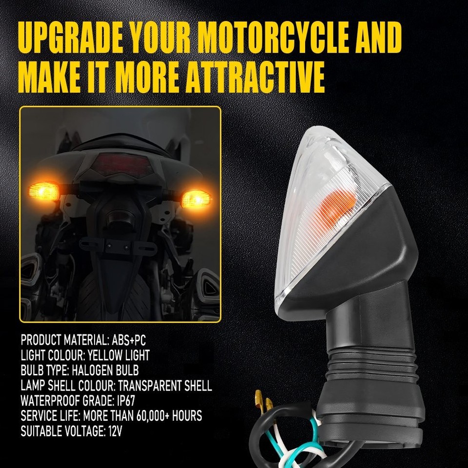 4X Front Rear Turn Signal Lights Blinker Clear Lens for Kawasaki Ninja ...