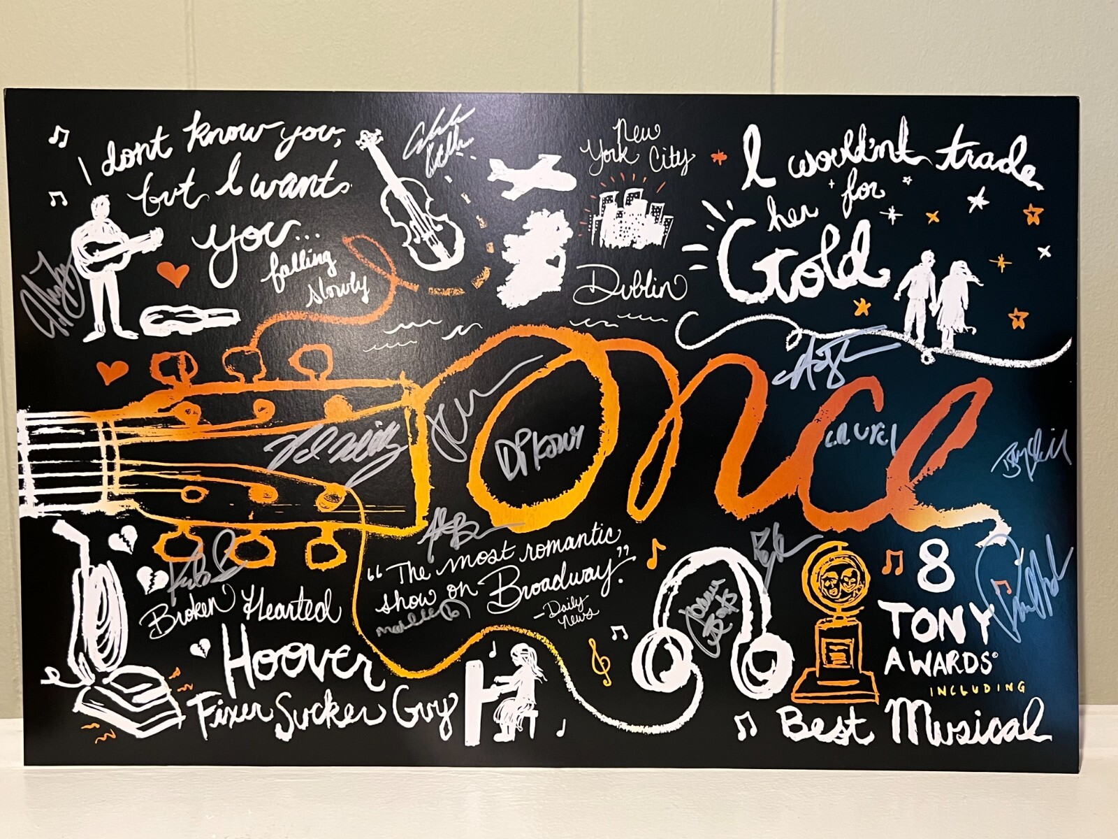 Once Broadway Cast Signed Poster Window Card Rare 2014 Jacobs Theater ...