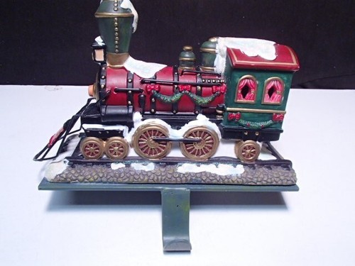 CHRISTMAS LOCOMOTIVE TRAIN ENGINE STOCKING HANGER HOLDER ~ weighted ~ 8 ...