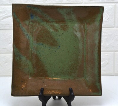 Studio Art Pottery Heavy Square Plate Signed DW Trinket Dish Gallery ...