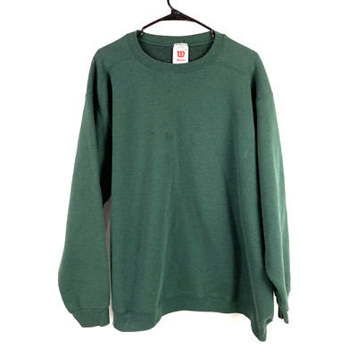 Vintage 90s Wilson Green Blank Crew Sweatshirt 50/50 Large USA | eBay