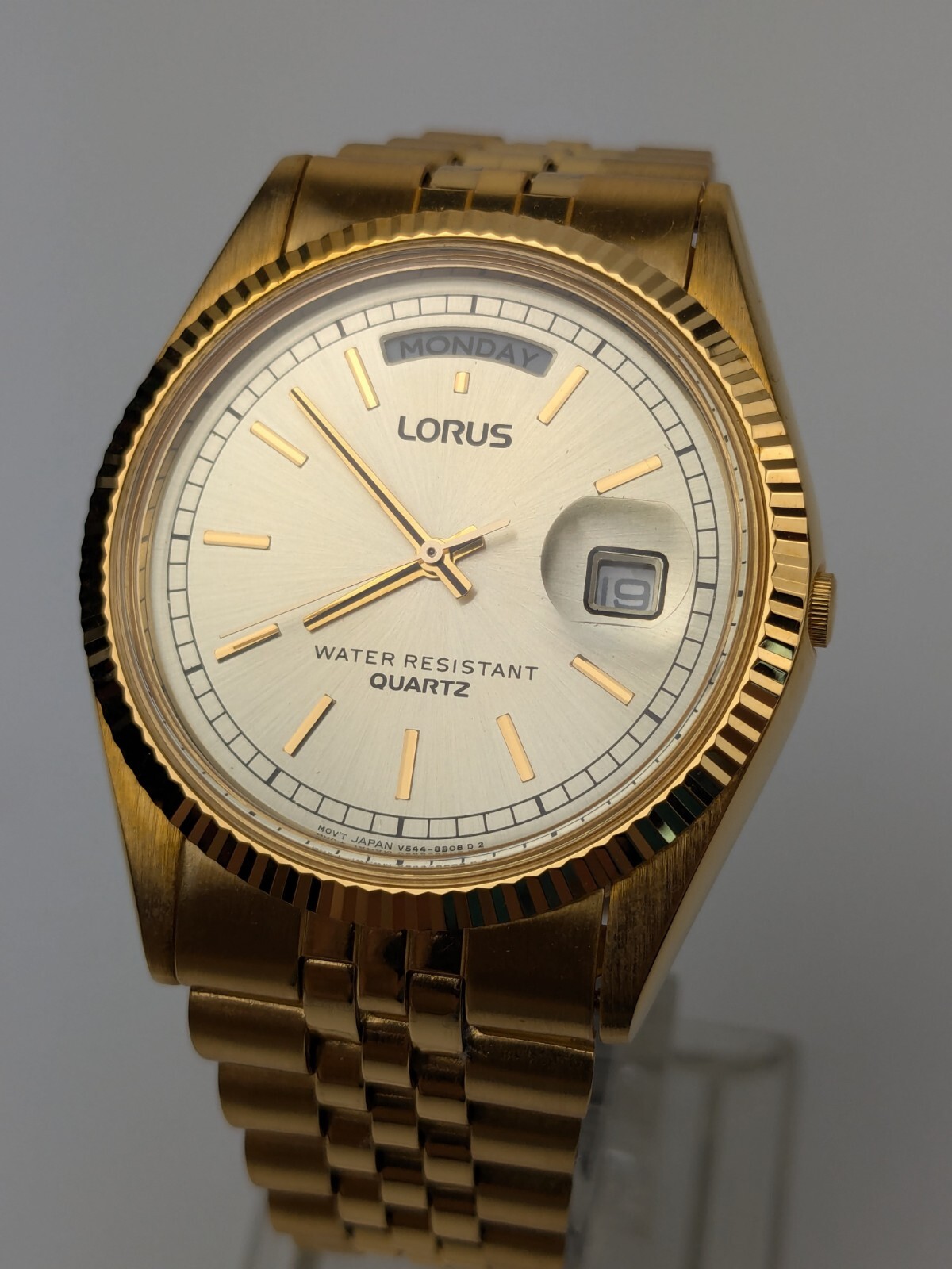 Vtg OLD STOCK Lorus Gold Tone Quartz Watch PRESIDENT 35mm Men's V544 ...