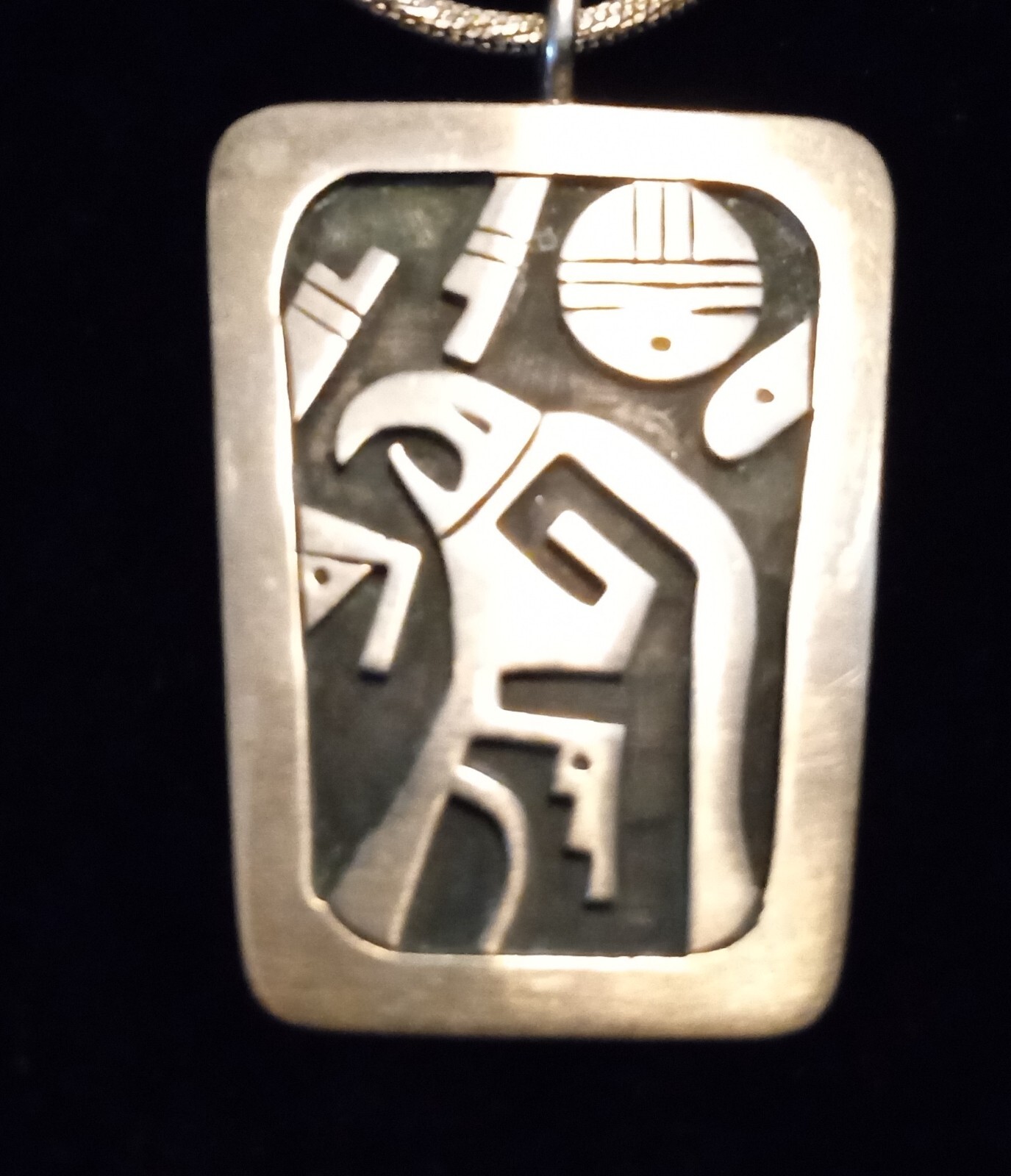 Native American Hopi Sterling Falcon Pendant with Cha… - Gem