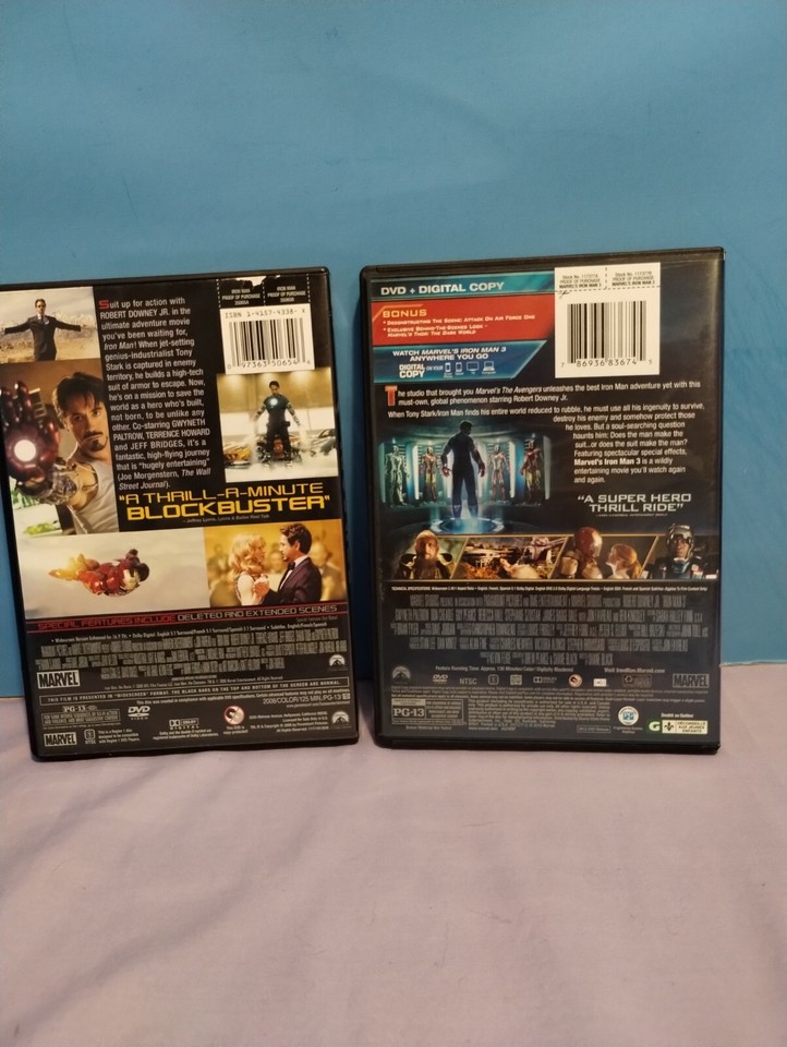 Disney/Marvel's Iron Man DVDs. 1 & 3. Robert Downey Jr. | eBay
