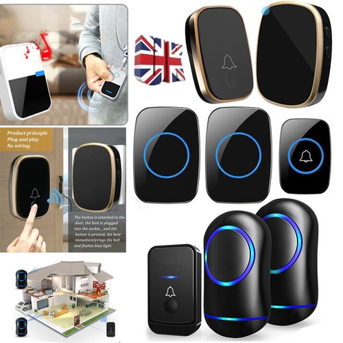 Wireless Doorbell Waterproof 300M Range Cordless Home Plug In Door ...