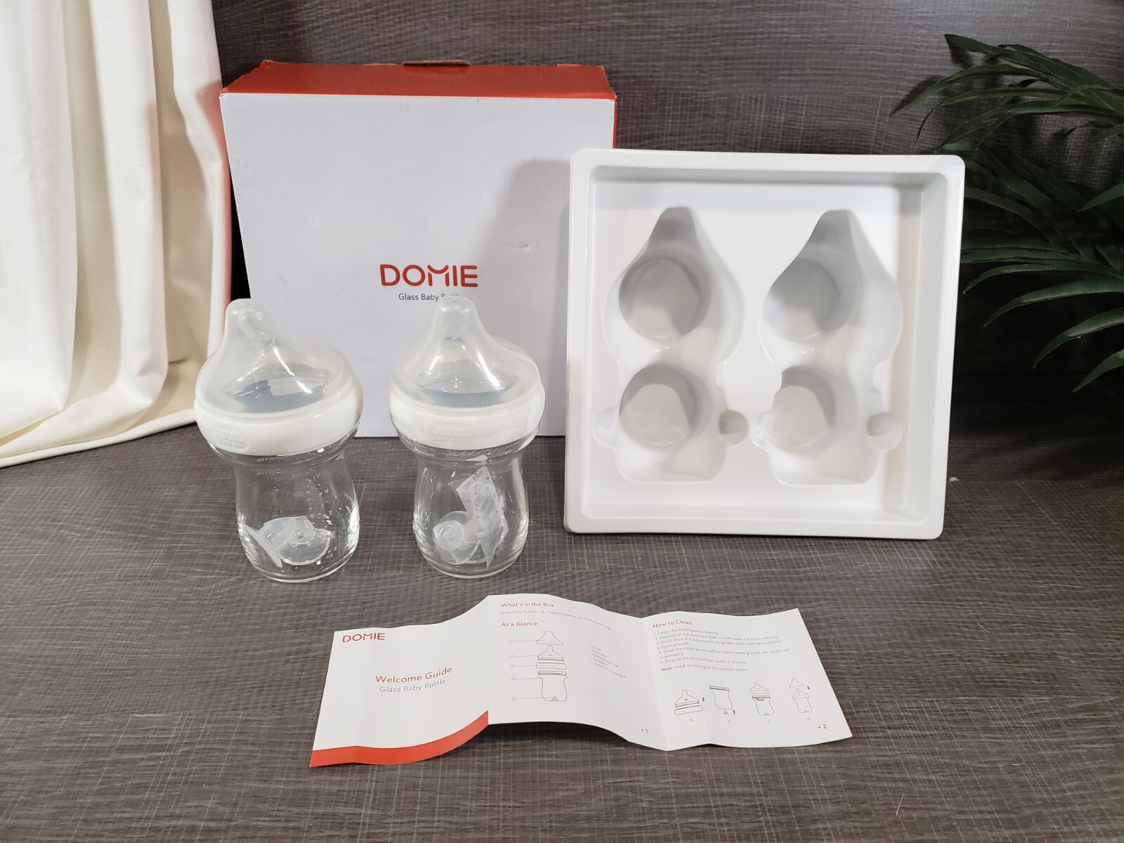 DOMIE Glass BABY BOTTLES (2) 5 oz. New In Package - Anti-Colic Design ...