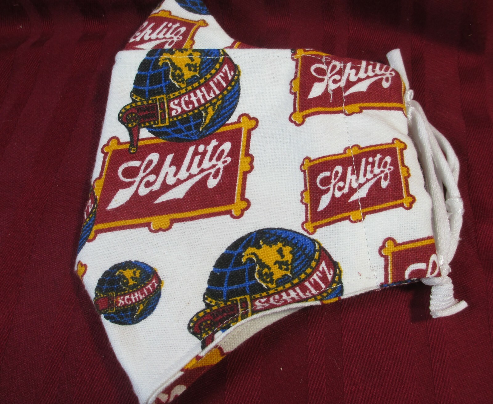 2 SCHLITZ BEER FACE MASK ADJUSTABLE LARGE COTTON ADULT CUSTOM MADE ...