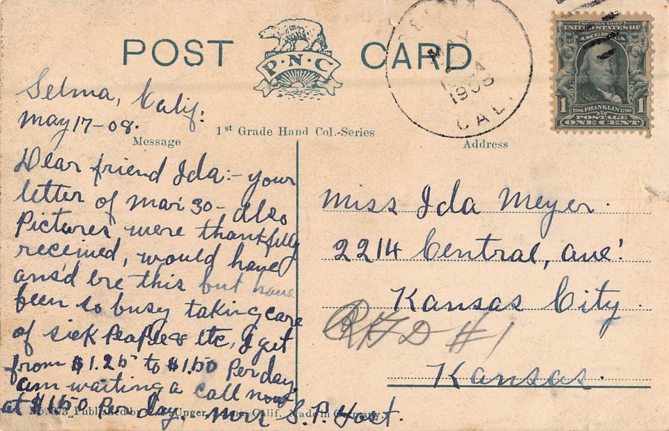 SELMA CALIFORNIA~PUBLIC LIBRARY~1908 TINTED PHOTO POSTCARD | eBay