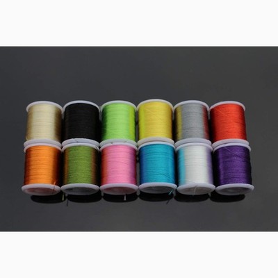 12 pcs Fly Tying Floss Thread 150D Yarns for Salmon Trout Fishing (12 ...