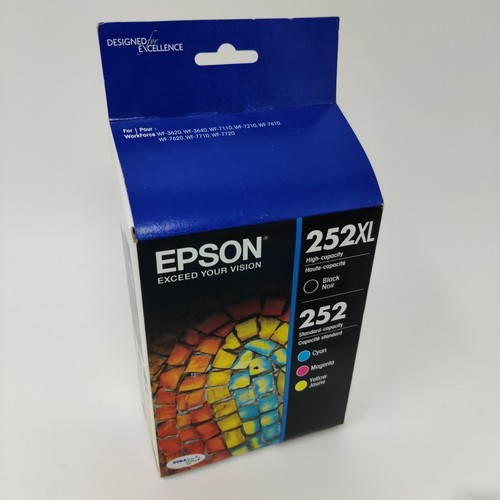 Genuine Epson 252 XL High Capacity Black & 252 Tri-color Ink Cartridge ...