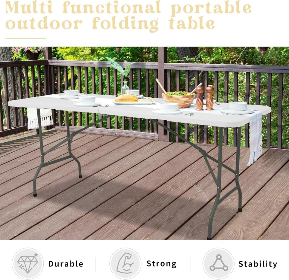 180c Portable Foldable Long Table, Folding Table for Indoor Outdoor ...