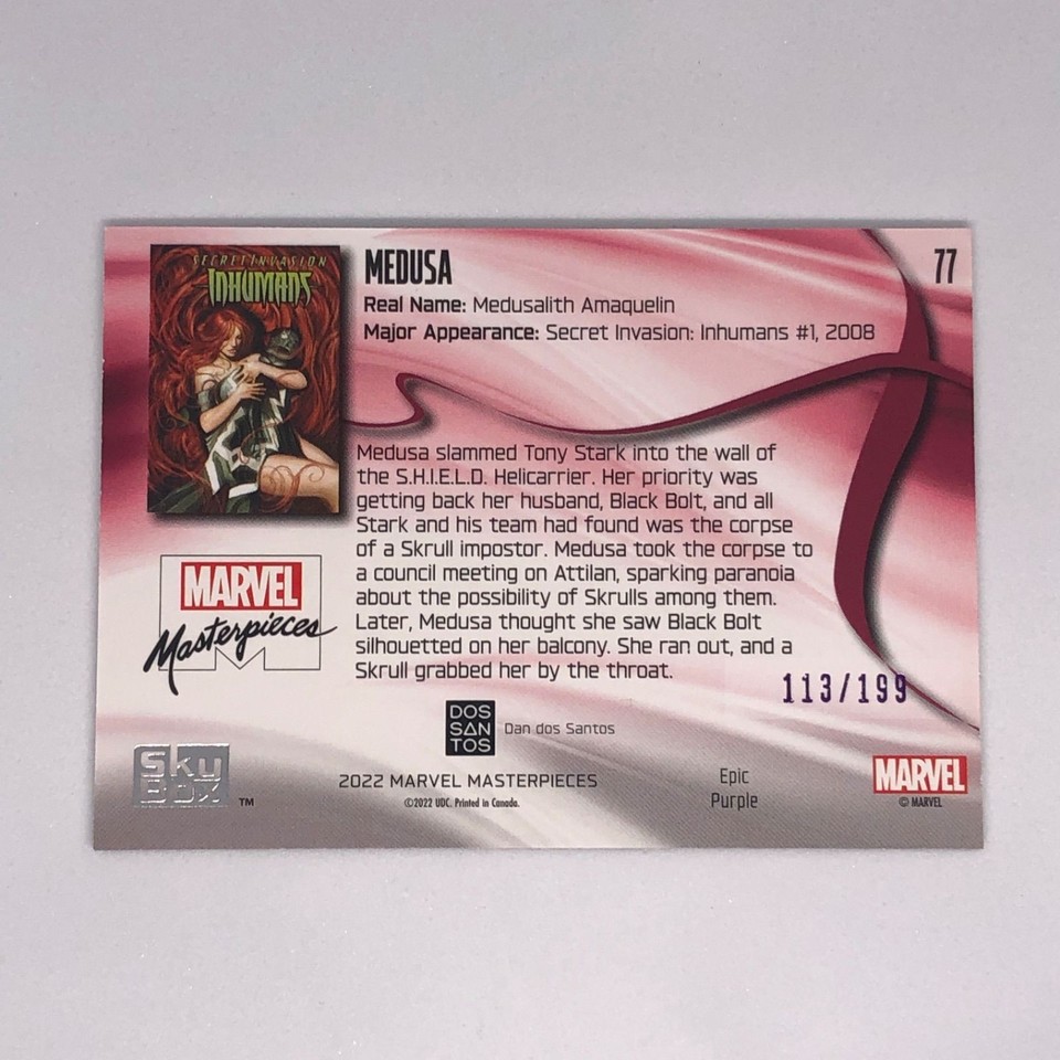 Medusa / Marvel Masterpiece 2022 Base Card Purple77 Limited To 199 ...