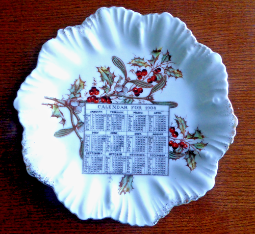 Antique China Calendar Dish 1904 Holly & Mistletoe | eBay