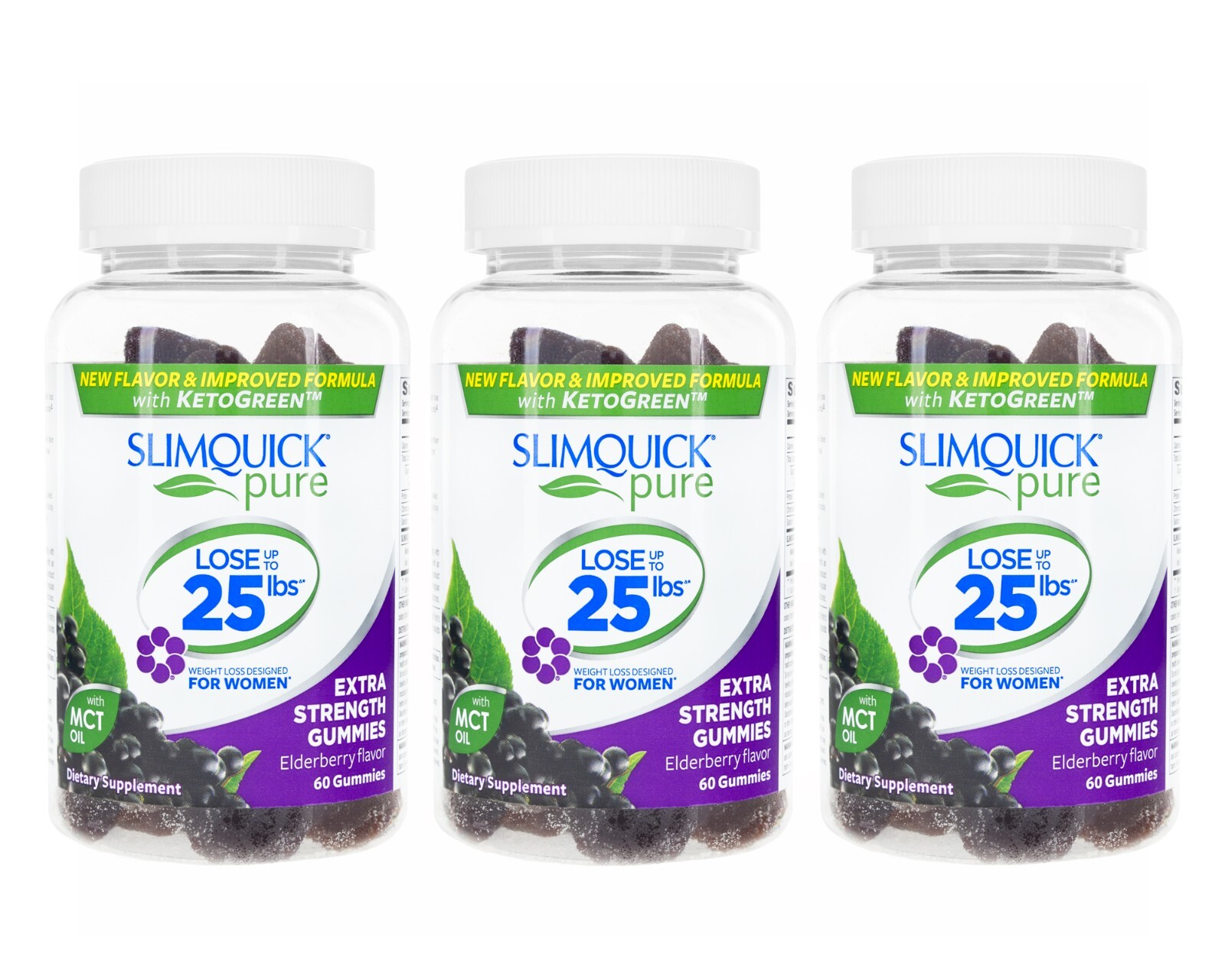 SlimQuick Pure Gummies Dietary Supplement 60 Gummies (Pack of 3 ...