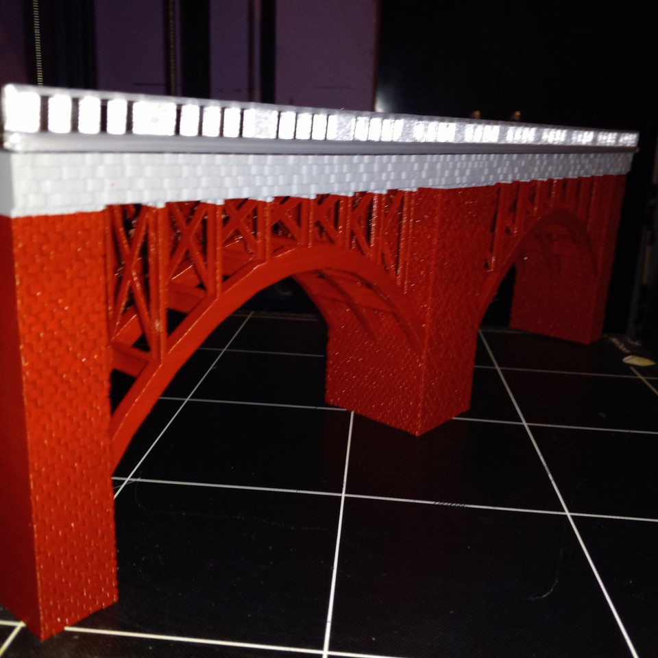 36" Big HO Scale two Lane Brick and steel Truss arch Bridge. CONECTABLE ...