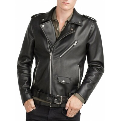 Leather Jacket Genuine Lambskin Men's Leather Biker Black Rider Jacket ...