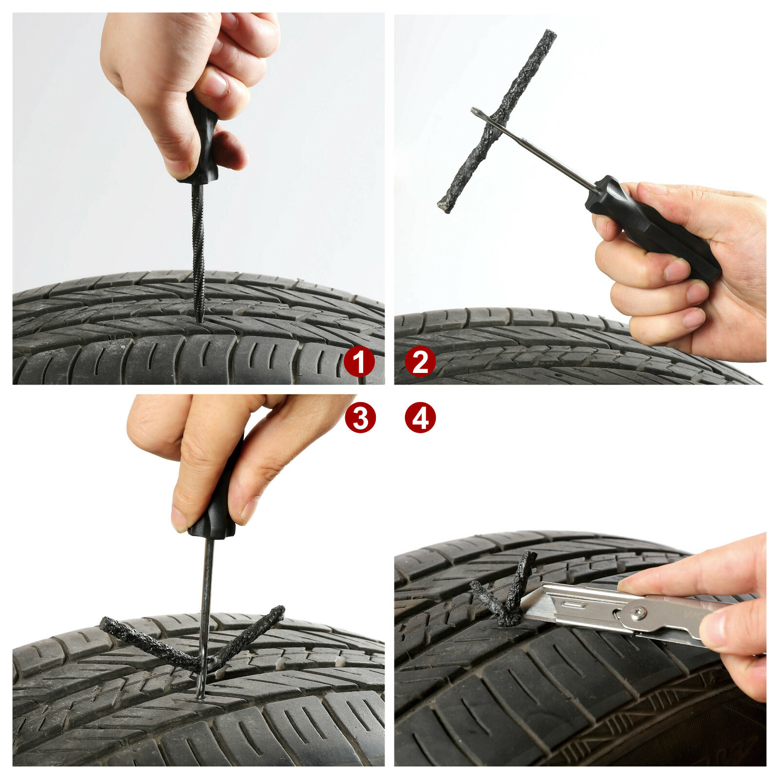Hyper Tough 5-PIECE TIRE PLUG KIT Rasp & Insertion Tools 3 Strong ...