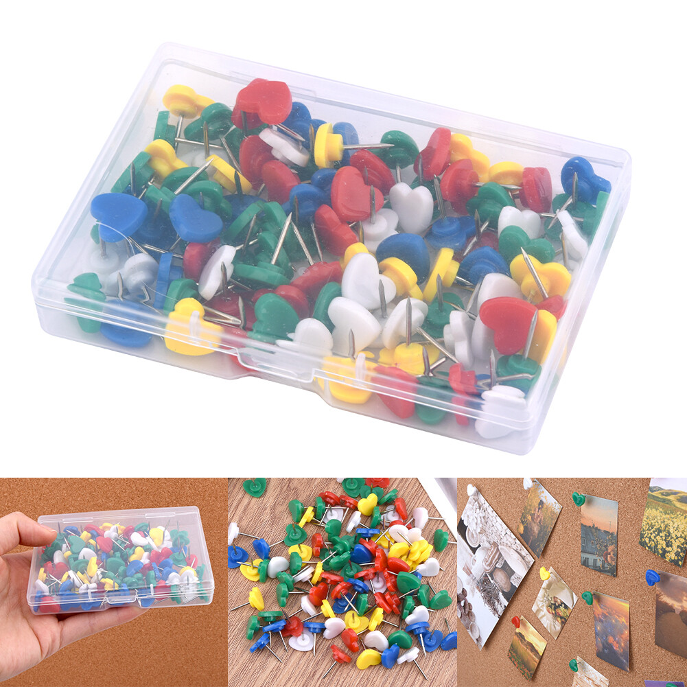 Map Drawing Thumb Tack School Push Pin Colorful Heart Wall Stationery ...